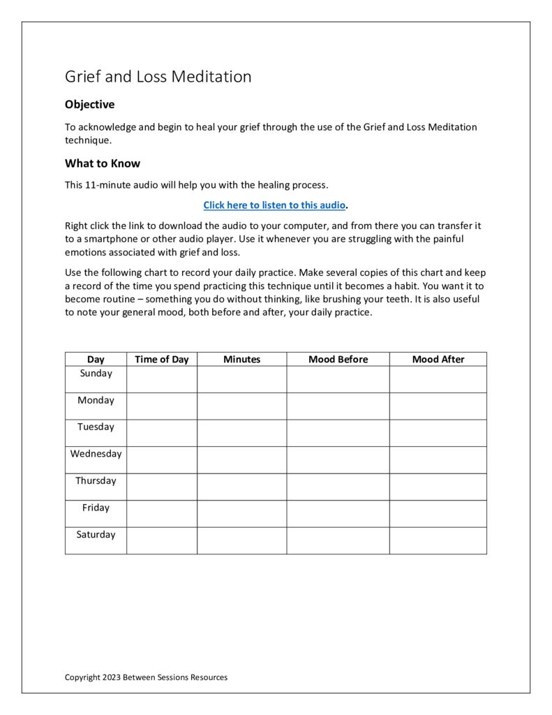 Grieving Process Worksheet